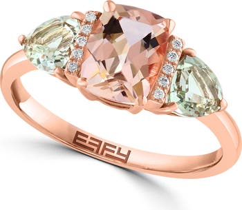 EFFY 14K Rose Gold Diamond, Prasiolite & Morganite Ring | Nordstromrack