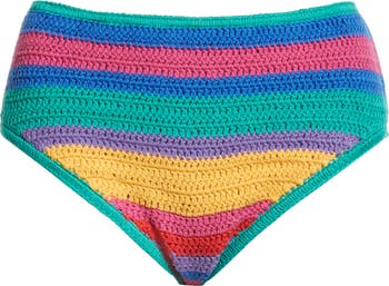 FARM Rio Brunas Stripe Crochet Bikini Bottoms | Nordstromrack
