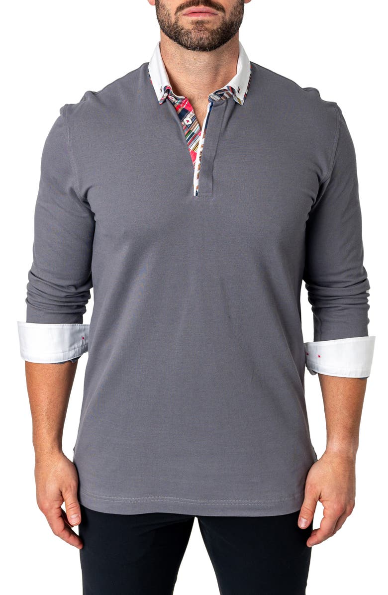 Maceoo Newton Solid Mirage Grey Long Sleeve Polo | Nordstromrack
