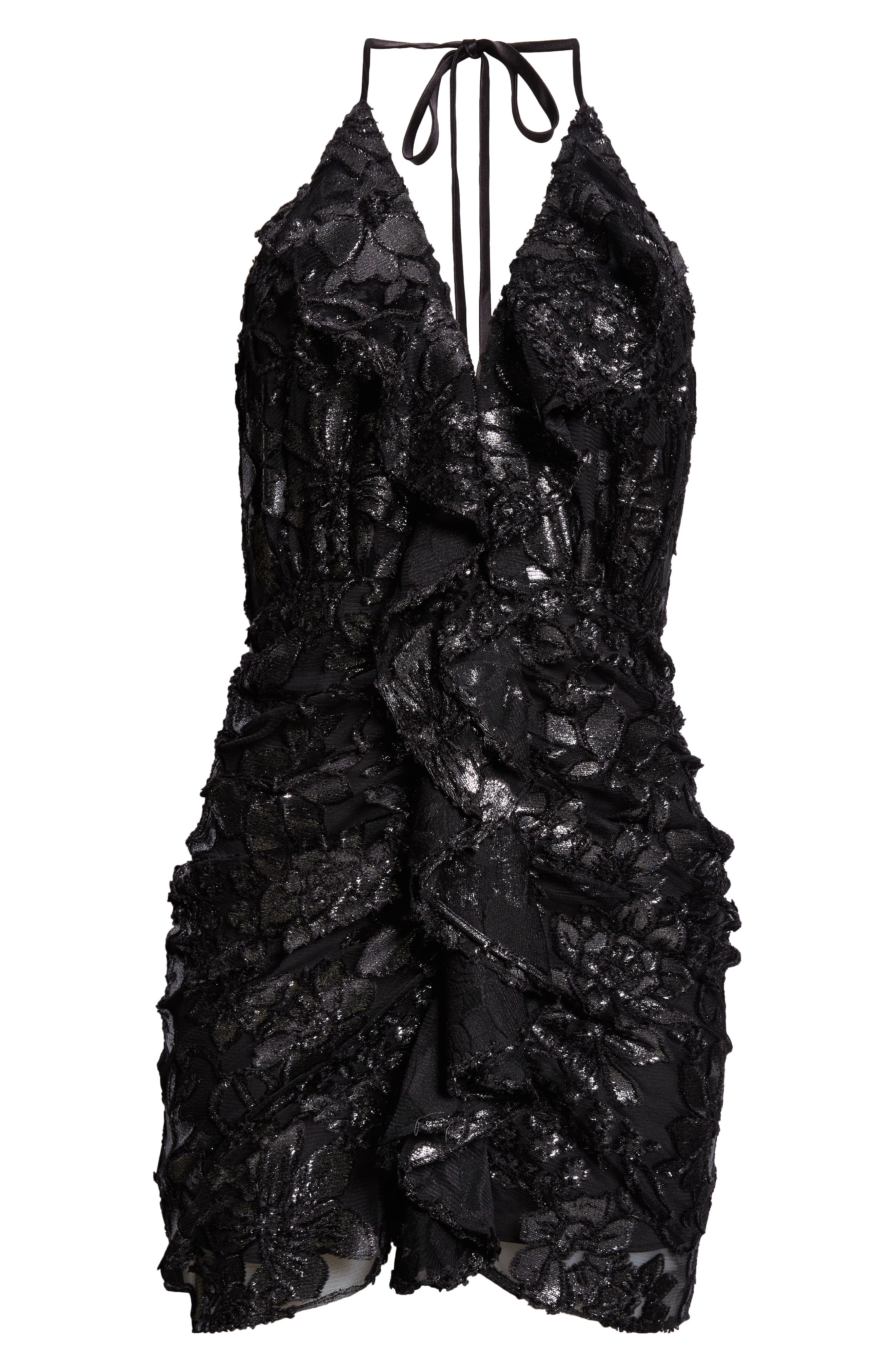 Ramy Brook Hackett Metallic Floral Halter Minidress | Nordstromrack