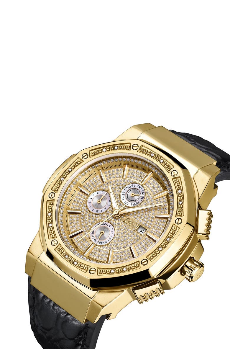 JBW Men's Saxon Diamond Croc Embossed Leather Strap Watch, 48mm - 0.16 ...