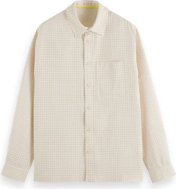 Scotch & Soda Micro Dobby Check Stretch Cotton Button-Up Shirt ...