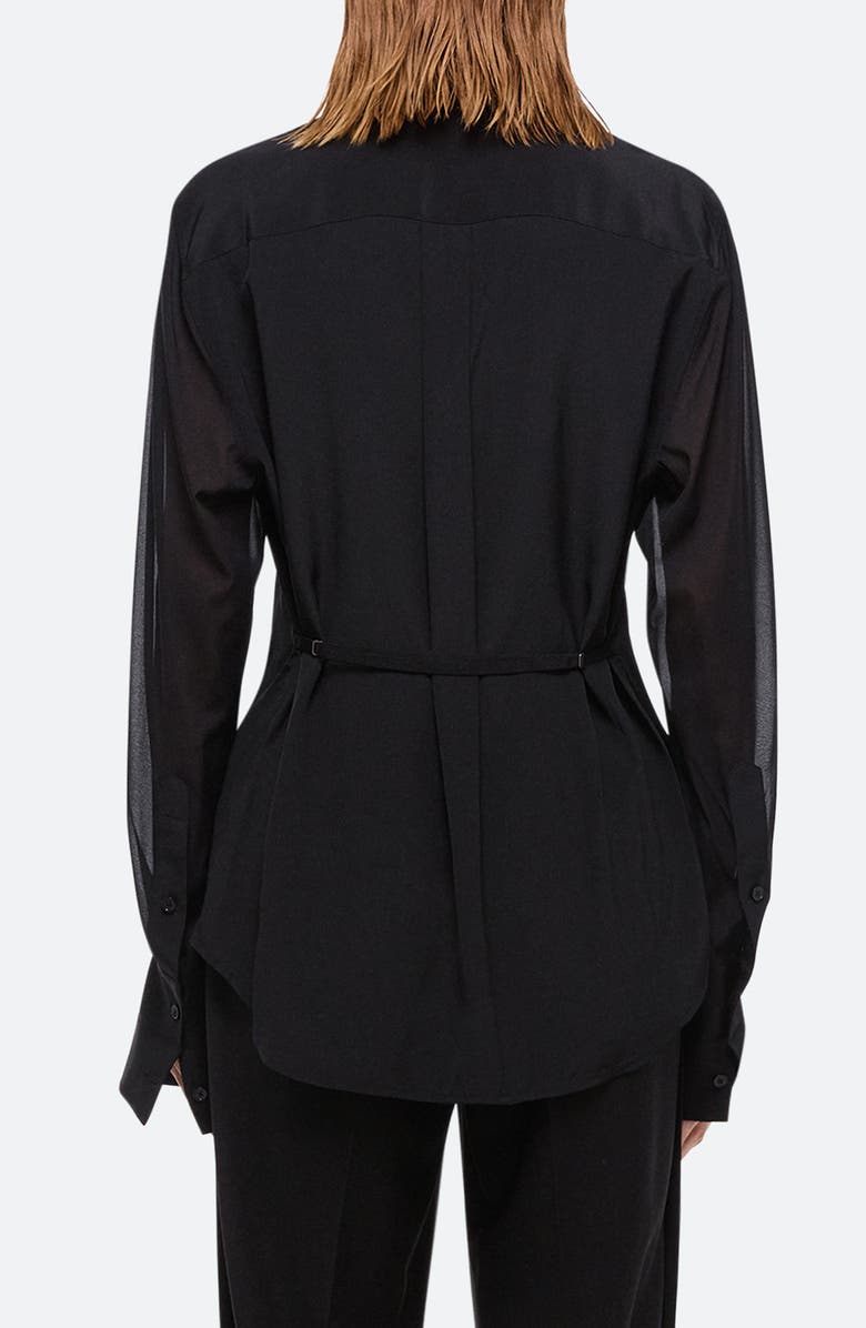 Helmut Lang Mixed Media Lace Button-Up Shirt | Nordstromrack