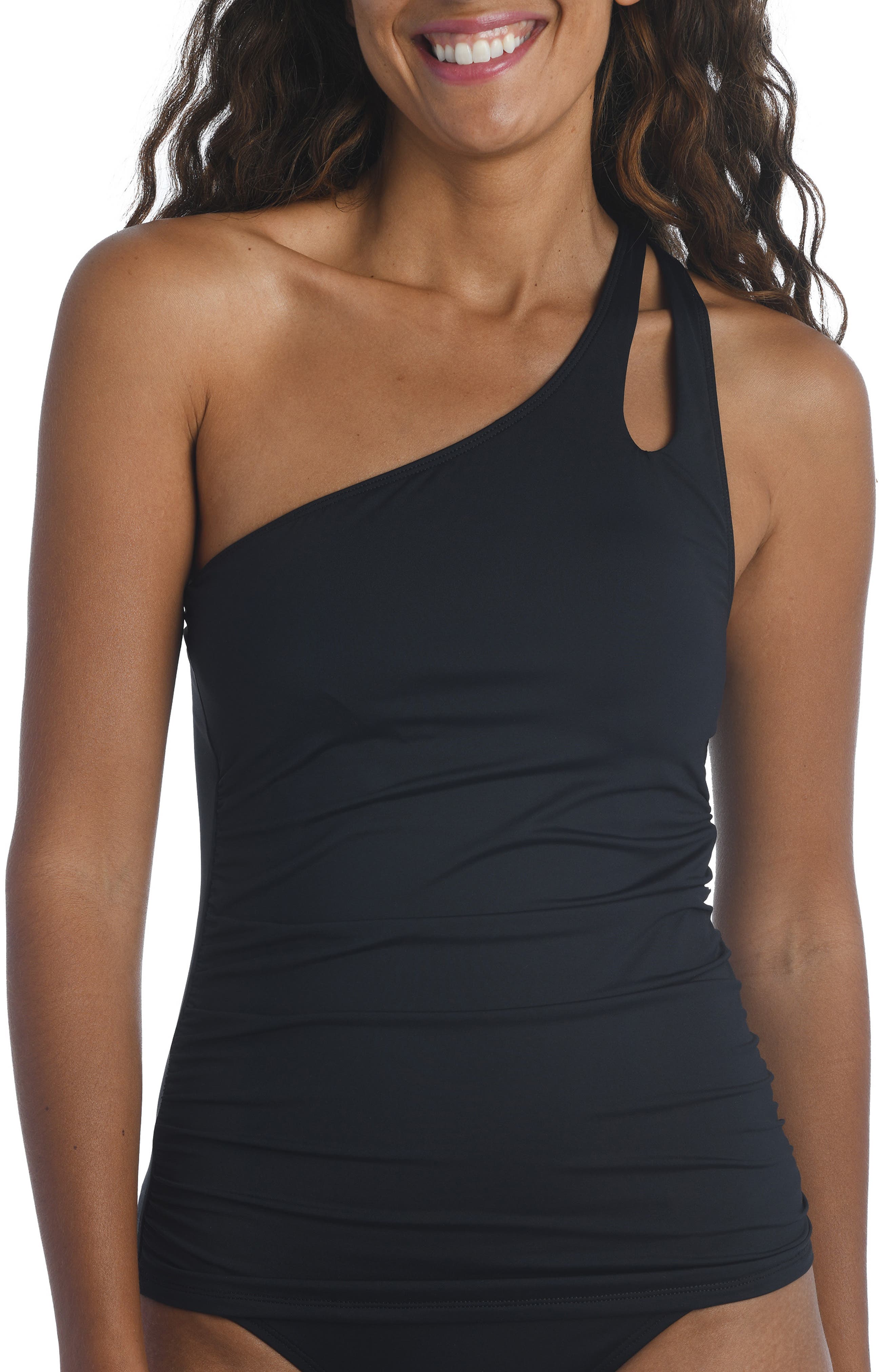 La Blanca Island Goddess Ruched One-Shoulder Tankini Top | Nordstrom