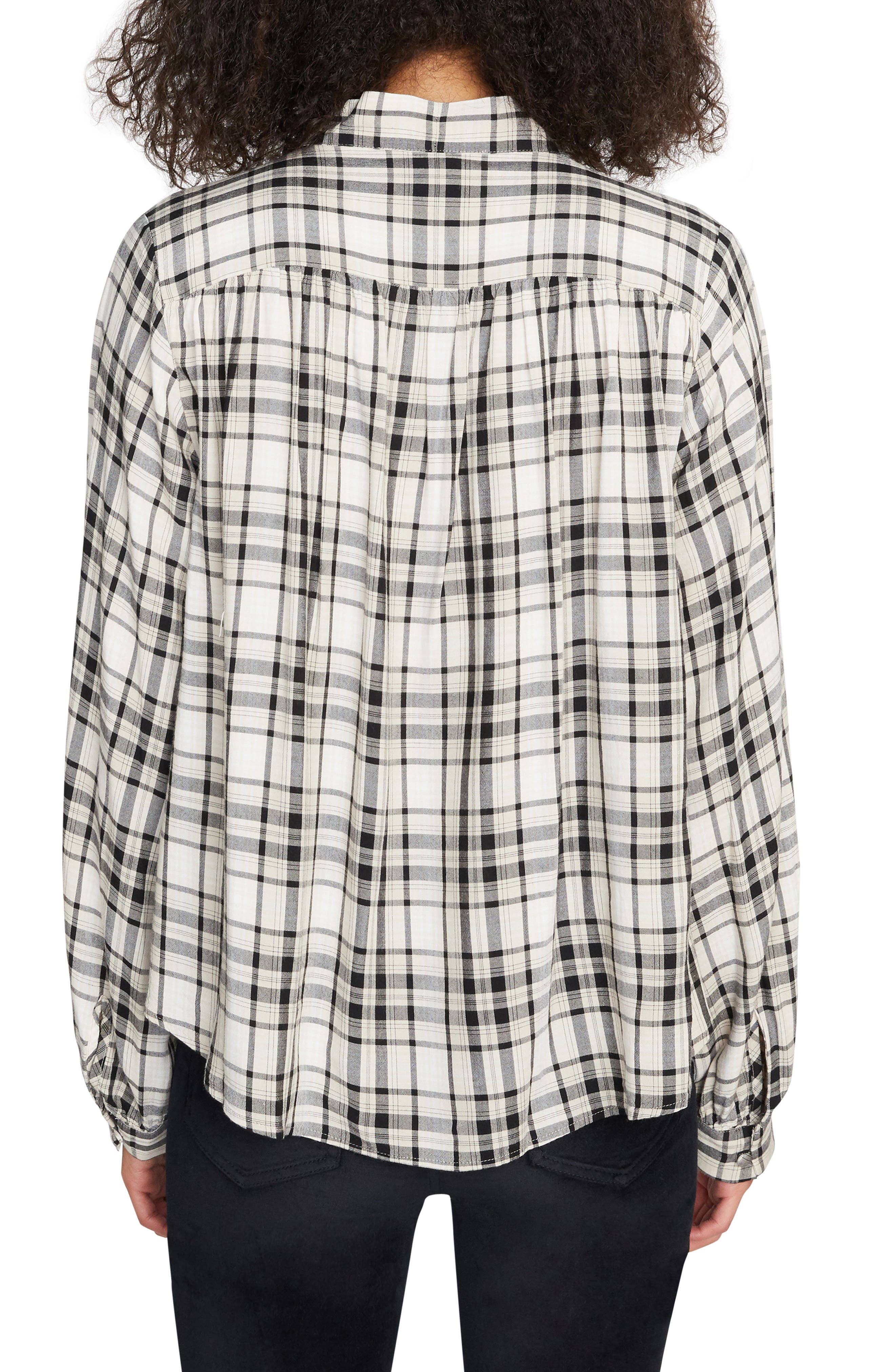 Sanctuary Kiera Tie Neck Plaid Blouse | Nordstromrack