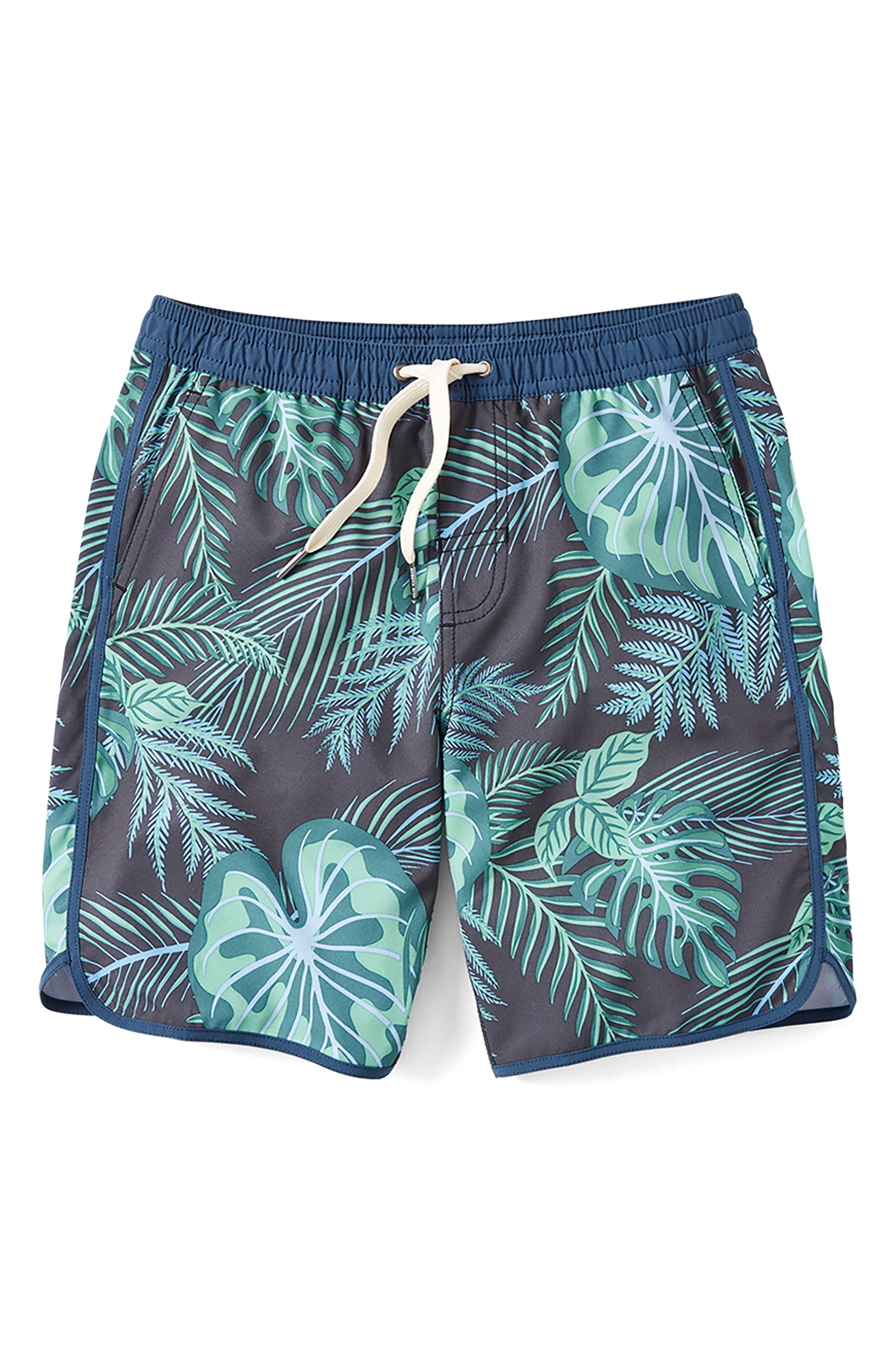 Fair Harbor Kids' Anchor Leaf Print Water Repellent Swim Trunks | Nordstrom