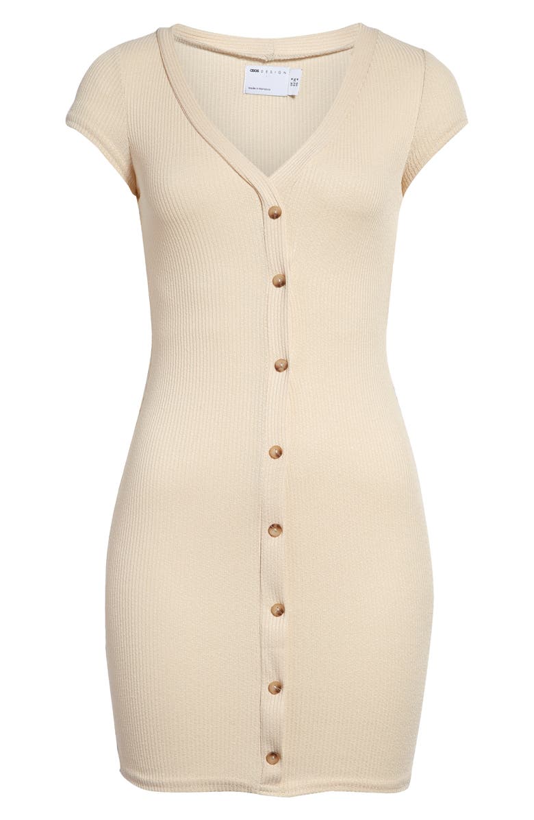 ASOS DESIGN Cap Sleeve Rib Button-Up Dress | Nordstromrack