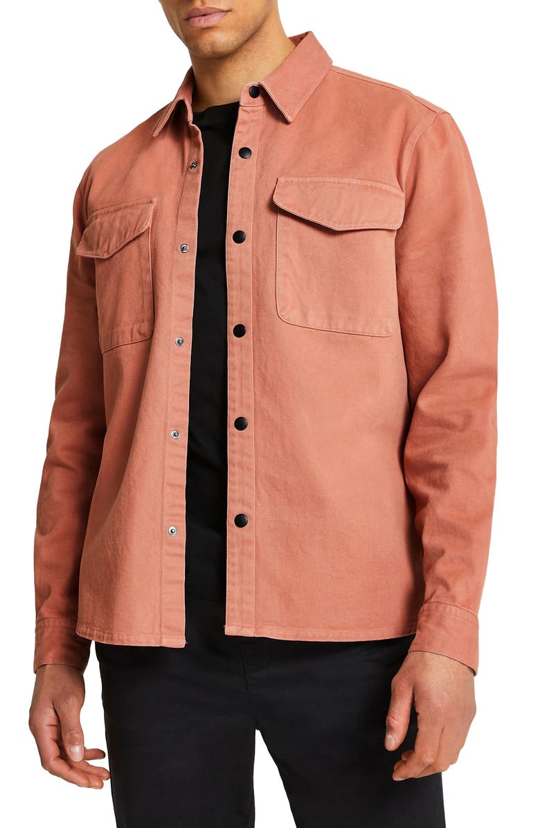 River Island Washed Snap-Up Shirt Jacket | Nordstrom