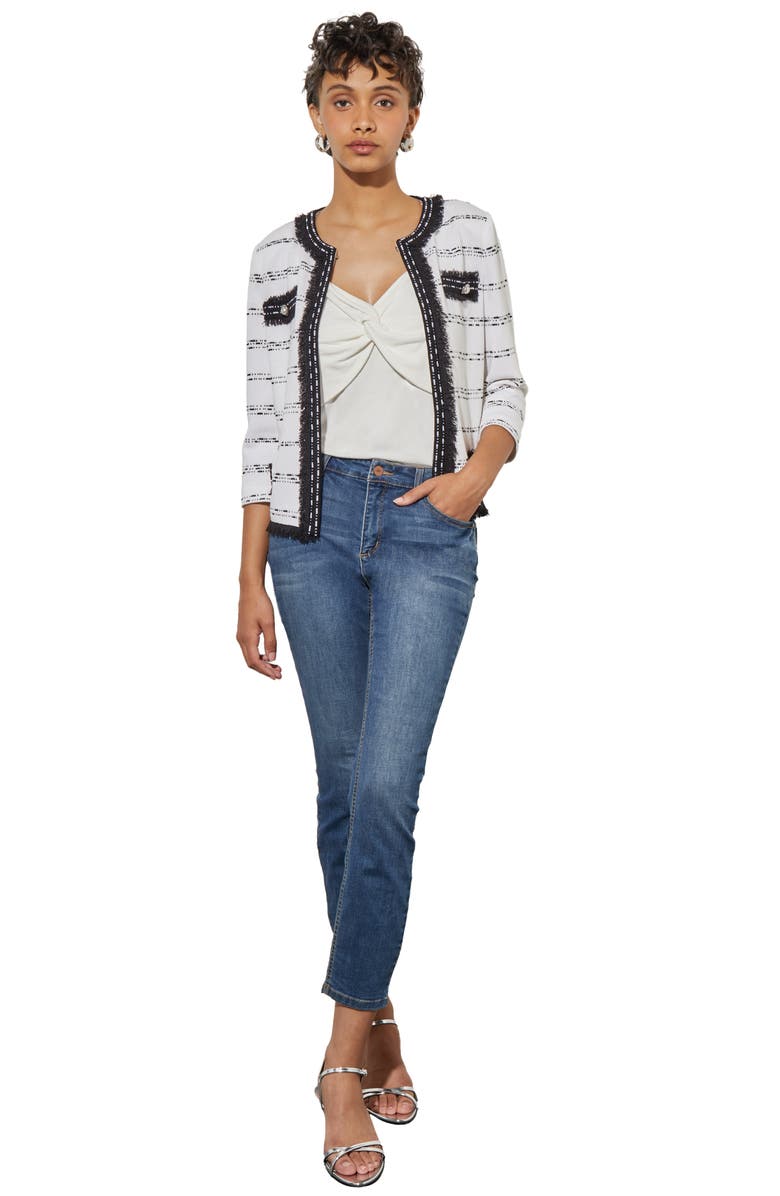 Ming Wang Fringe Trim Sweater Jacket | Nordstrom