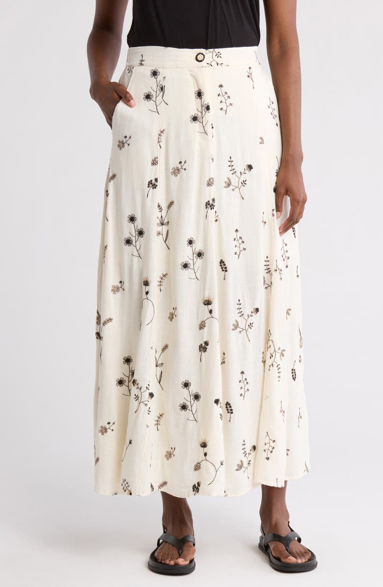 T Tahari Floral Embroidered Midi Skirt | Nordstromrack