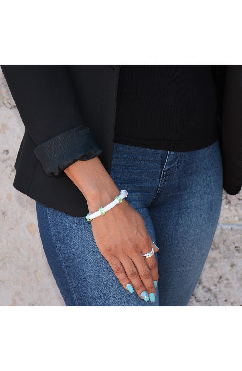 Liza Schwartz Capri Nappa Leather Crystal Sterling Silver Station ...