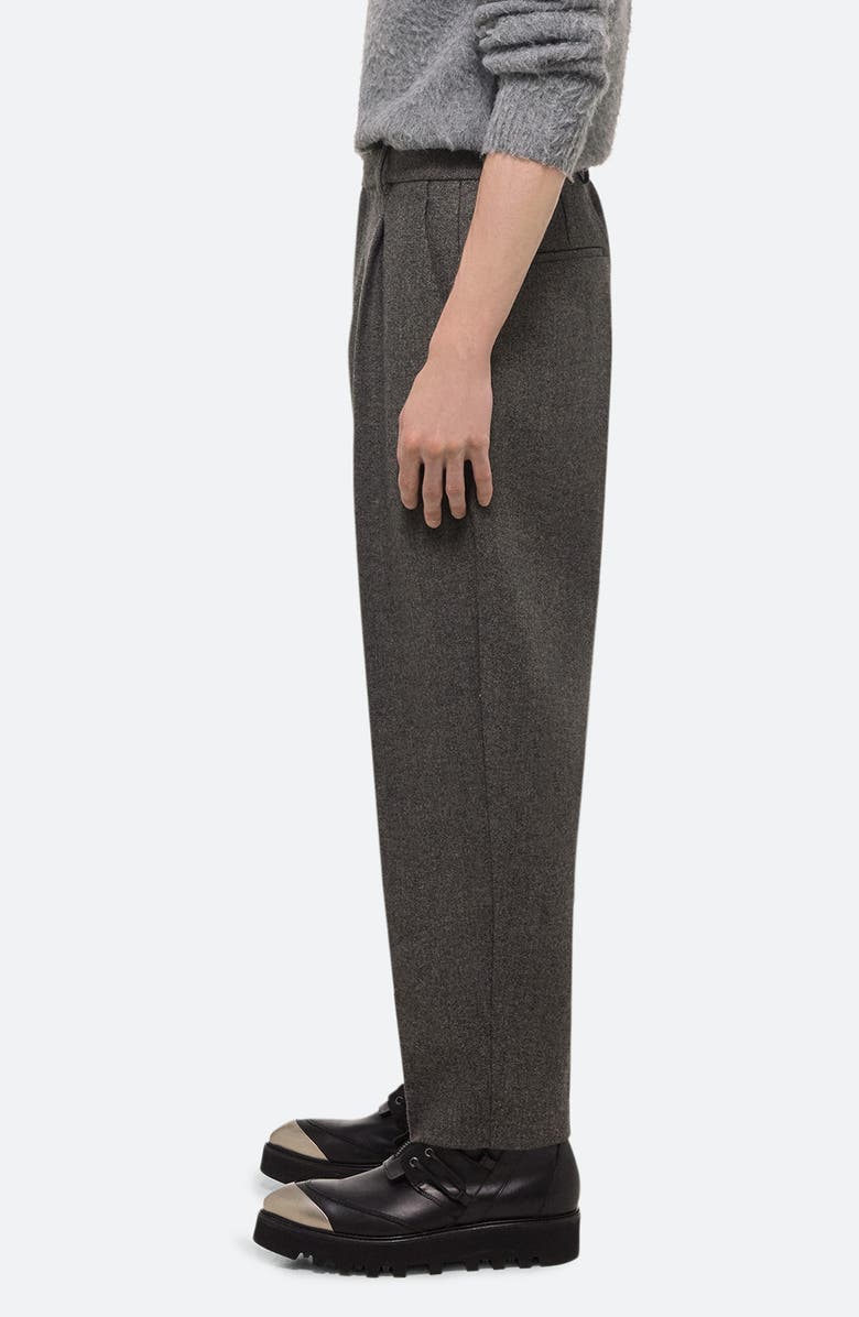 Helmut Lang Zoot Pleated Wool Blend Twill Crop Straight Leg Pants ...