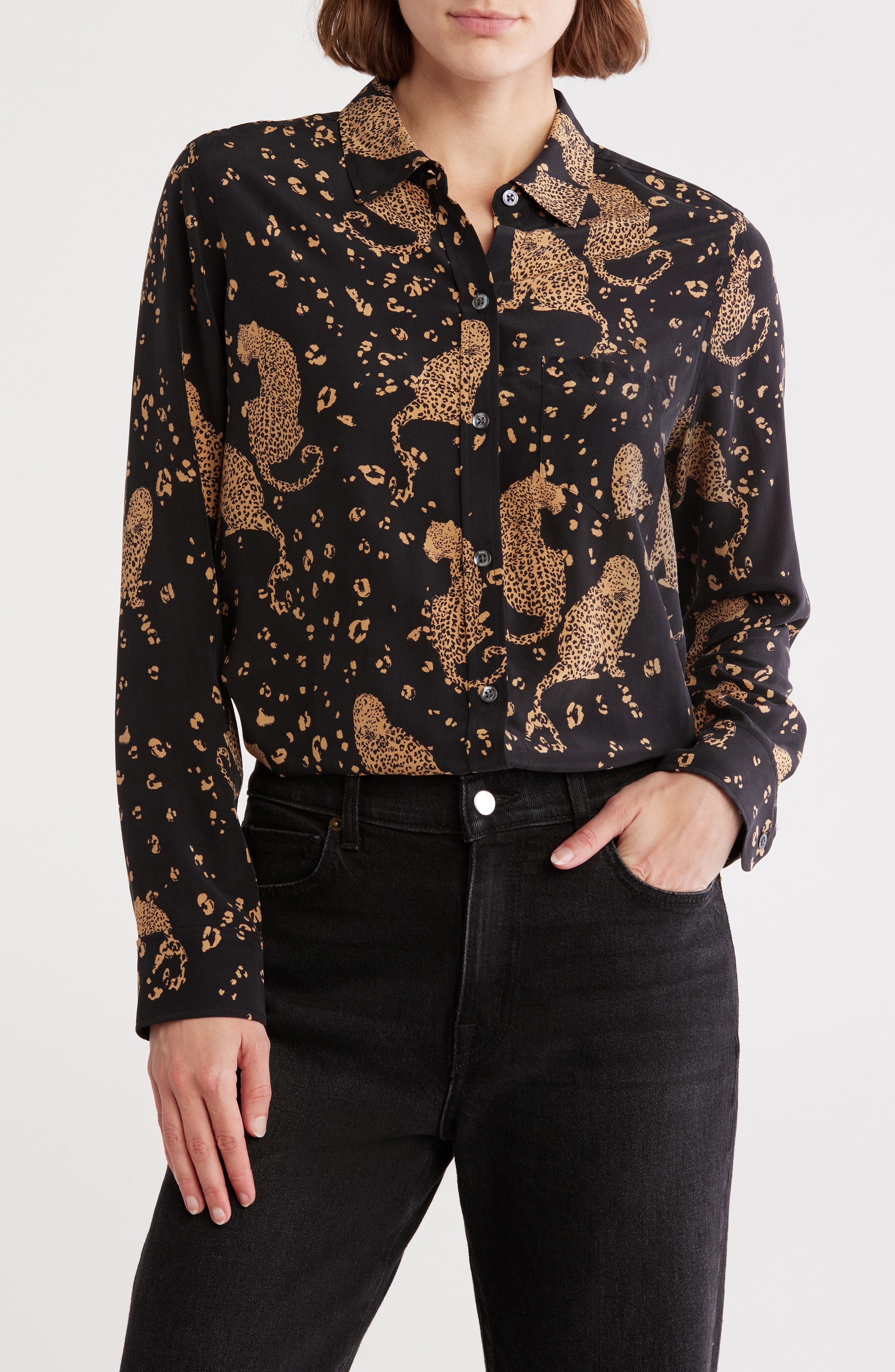 Rails Kate Leopard Silk Button-Up Shirt | Nordstromrack