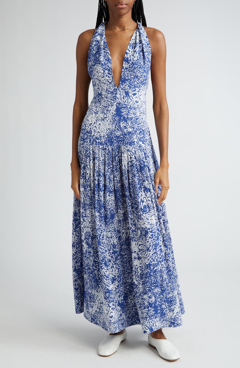 Proenza Schouler Simone Print Plunge Neck Twist Back Maxi Dress ...