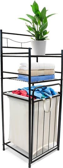 SORBUS Bathroom Tower Shelf with Hamper - Black | Nordstromrack
