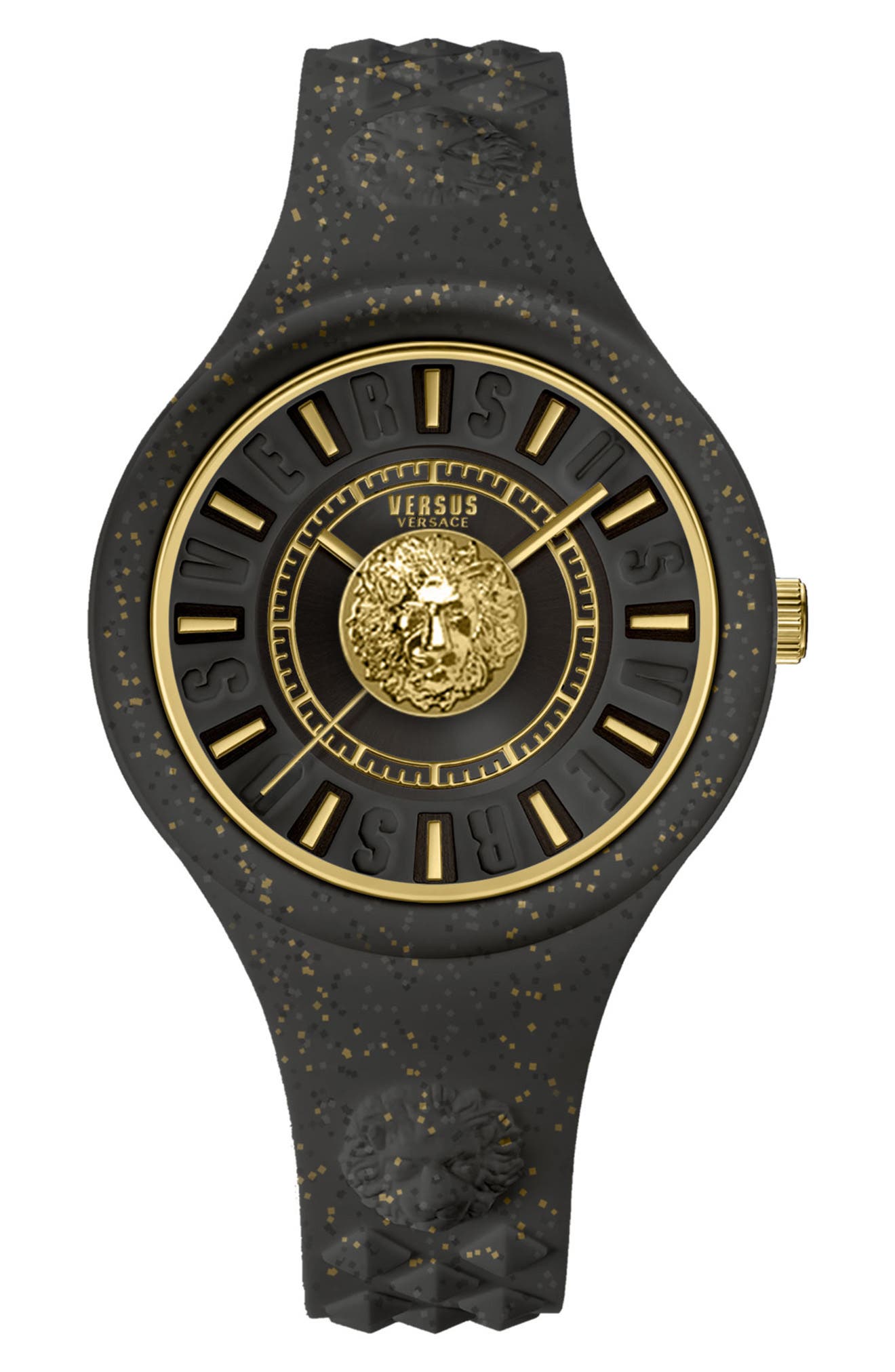 VERSUS Versace Versace Fire Island Lion Glitter Black Dial Silicone ...