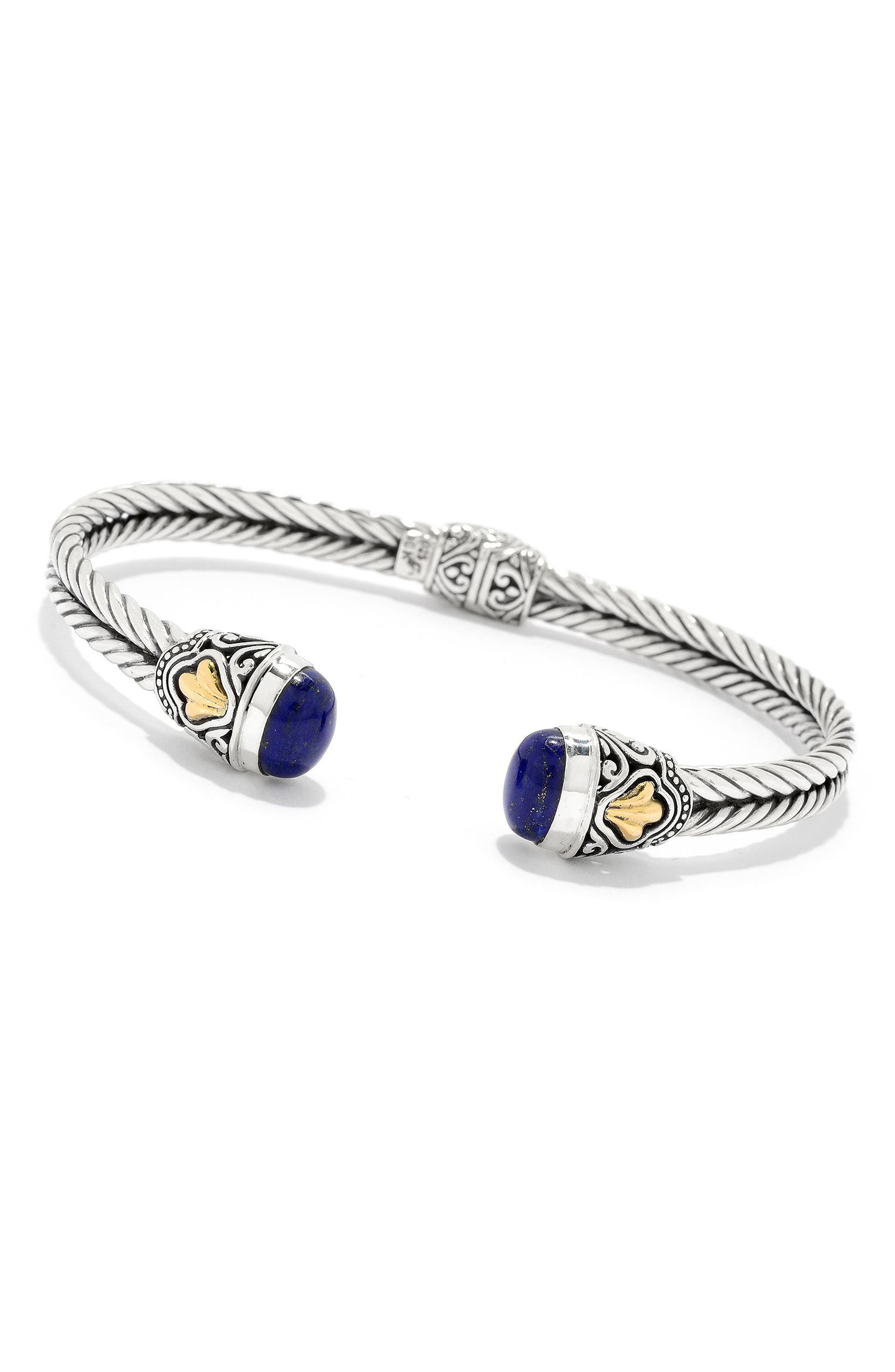 SAMUEL B. 18K Gold & Sterling Silver Lapis Lazuli Hinged Bracelet ...
