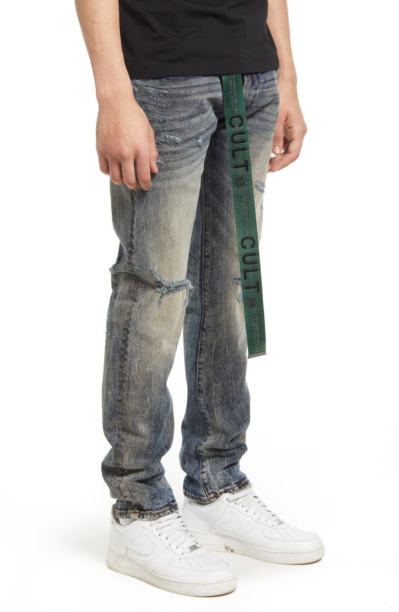 Cult of Individuality Men's Rocker Belted Slim Stretch Straight Leg ...