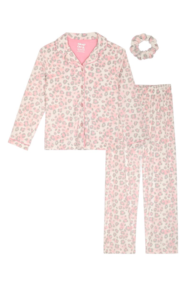 SLEEP ON IT Kids' Leopard Velour Two-Piece Pajamas & Scrunchie Set ...