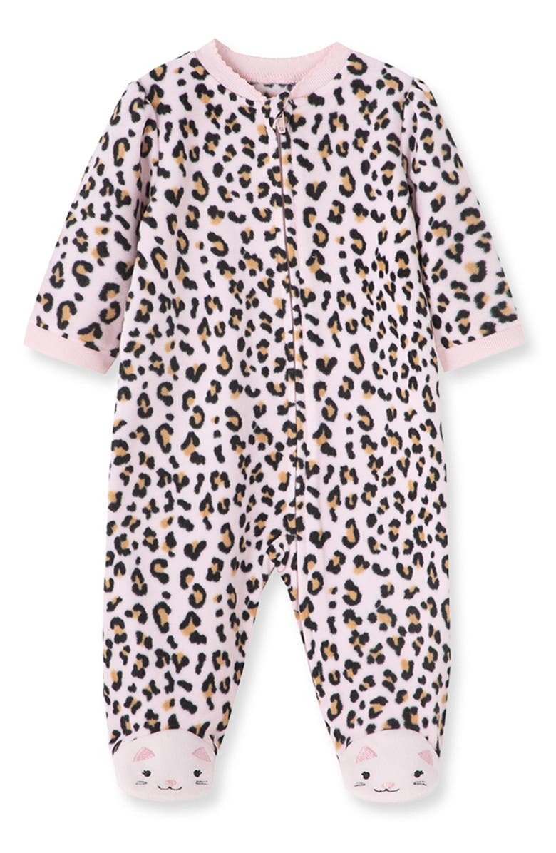 Little Me Leopard Print Fleece Footie | Nordstromrack