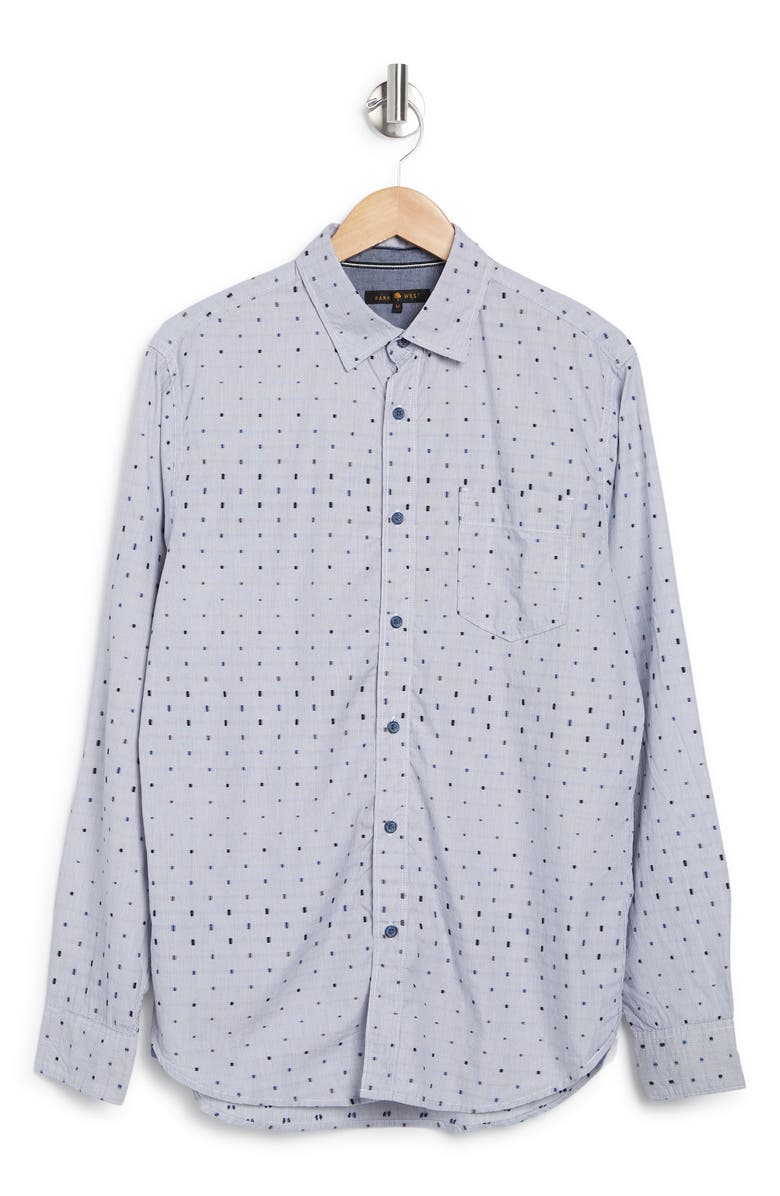 PARK WEST Trim Fit Clipped Dobby Micro Neat Print Button-Up Shirt ...