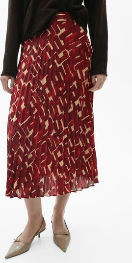 MANGO Geo Print Pleated Midi Skirt | Nordstrom