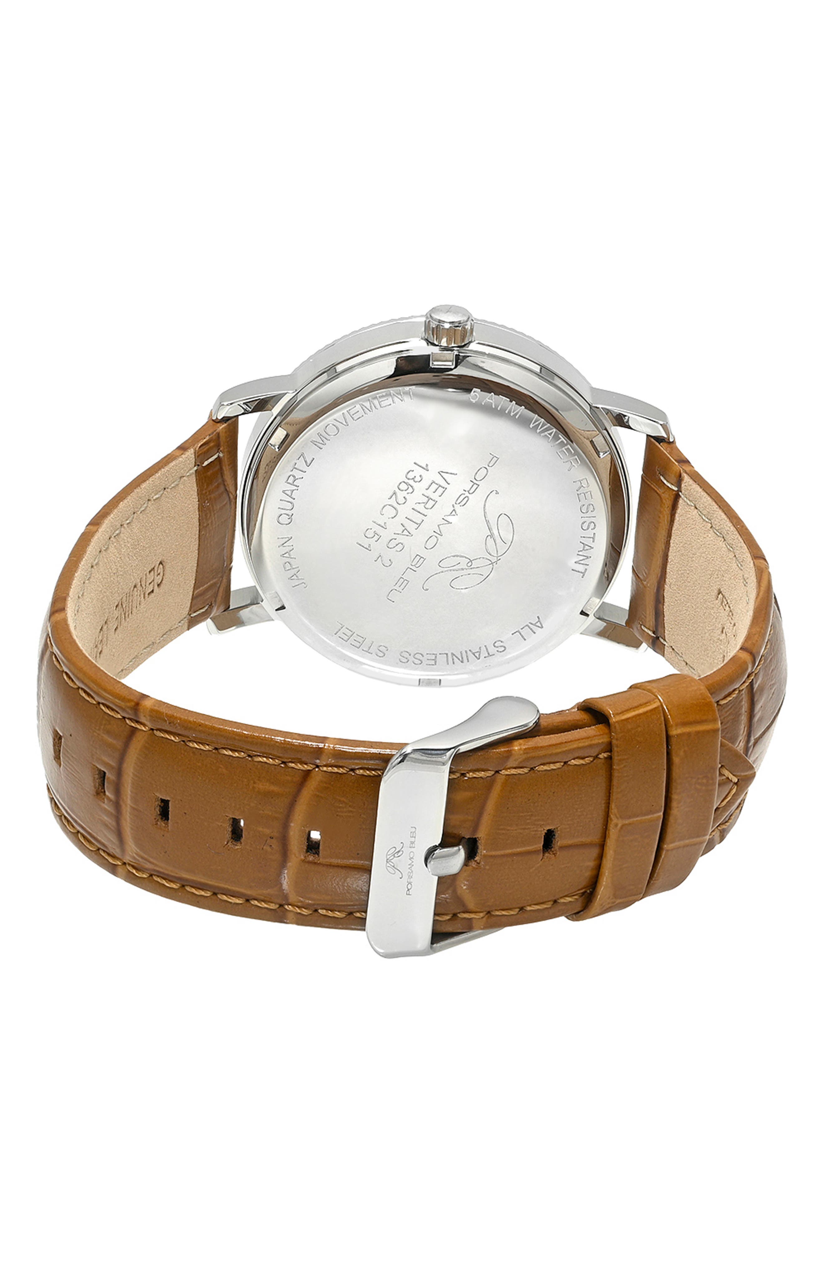 PORSAMO BLEU Veritas 2 Croc Embossed Leather Strap Watch, 40mm ...