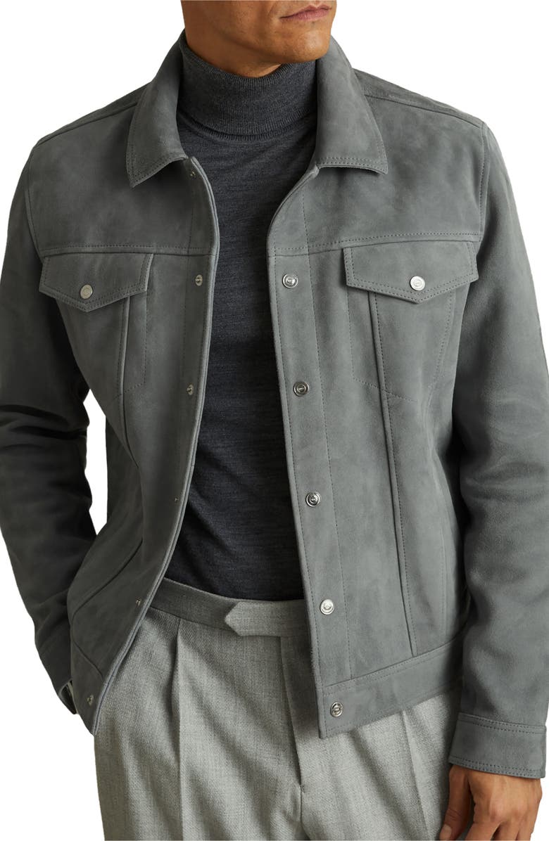 Reiss Eden Leather Shirt Jacket | Nordstromrack