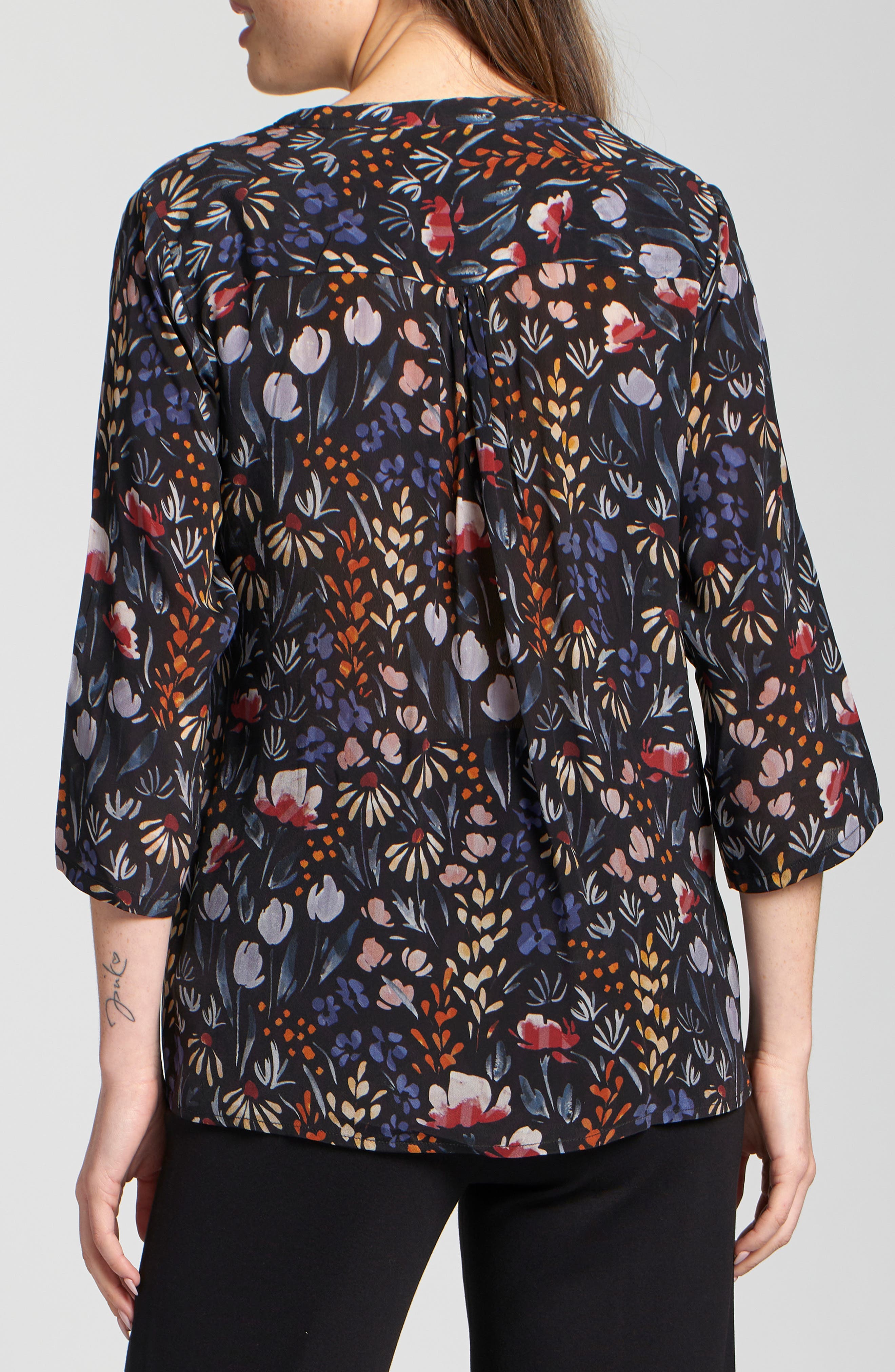 APNY Print Tassel Split Neck Chiffon Top | Nordstrom