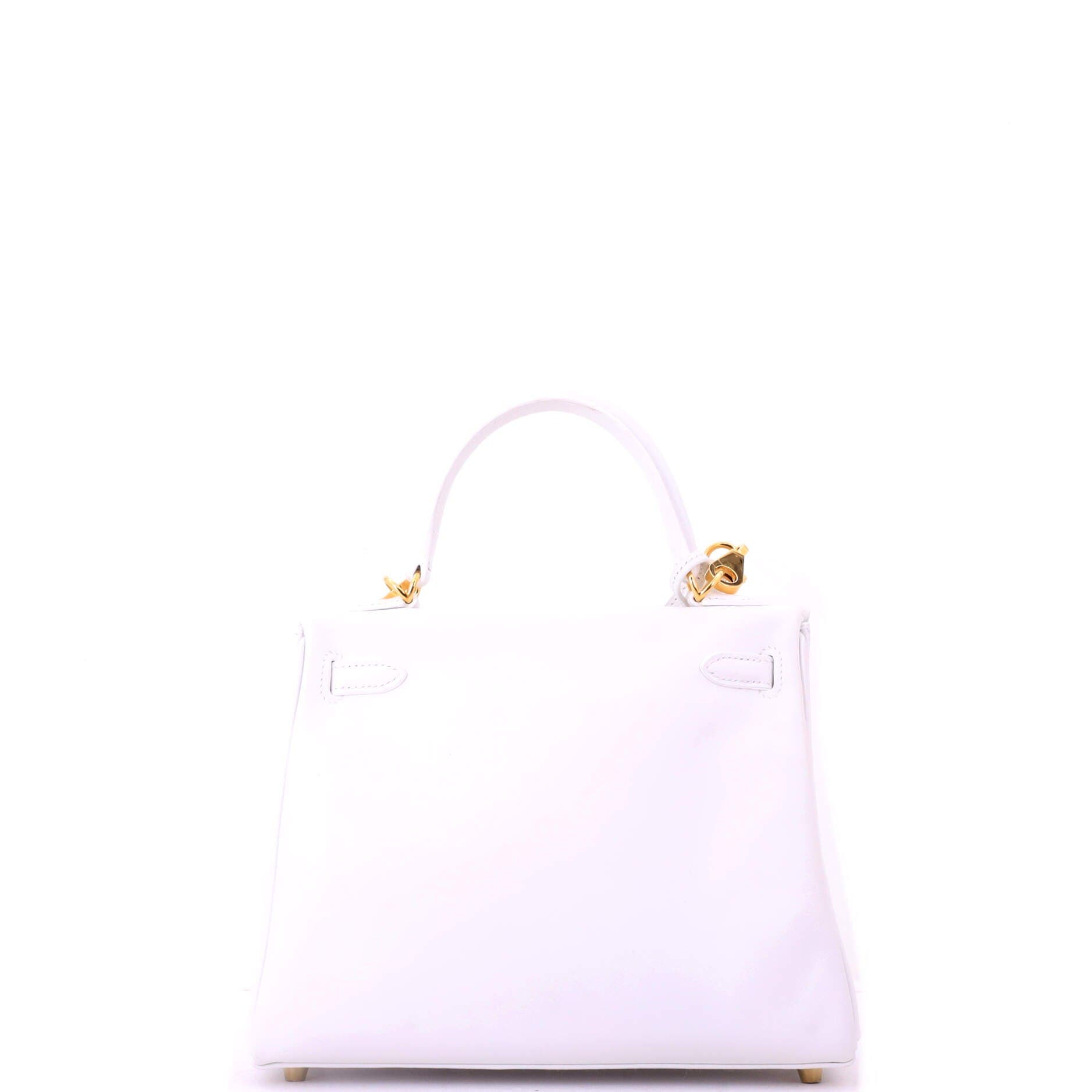 Pre-Owned Hermes Kelly Handbag White Swift with Gold Hardware 25 ...