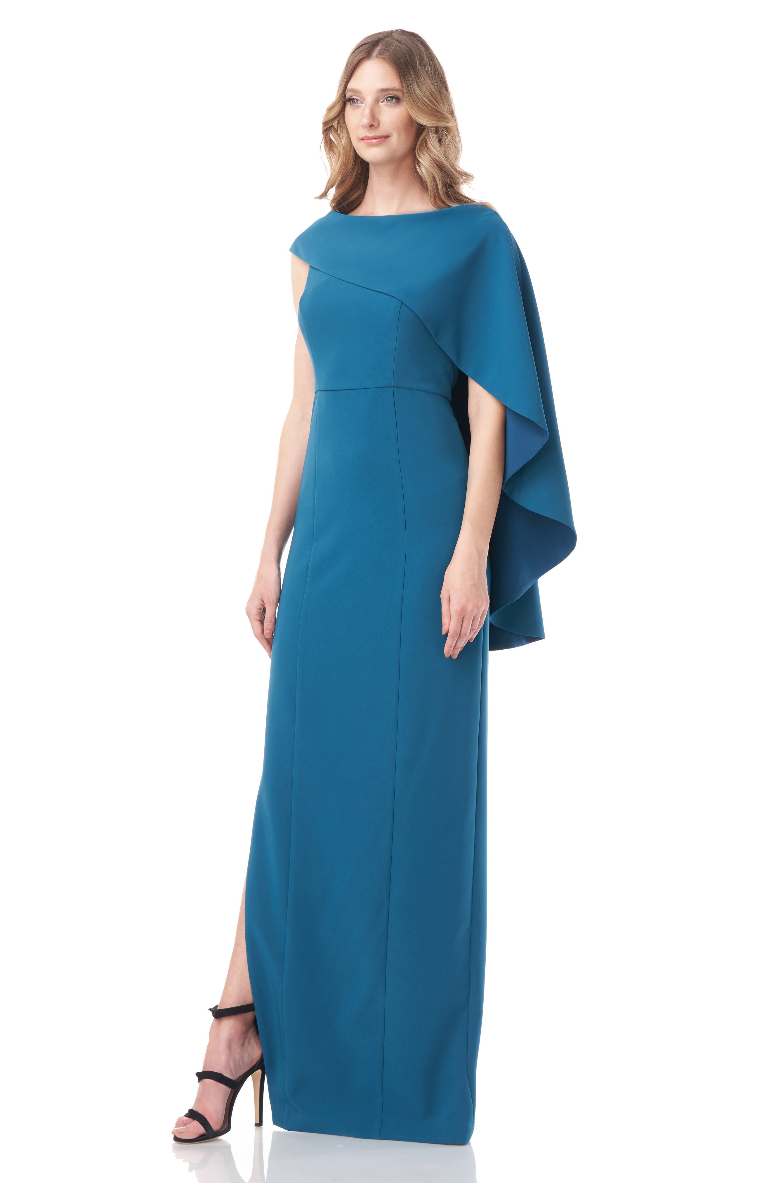 Kay Unger Marianna Cape Column Gown | Nordstrom