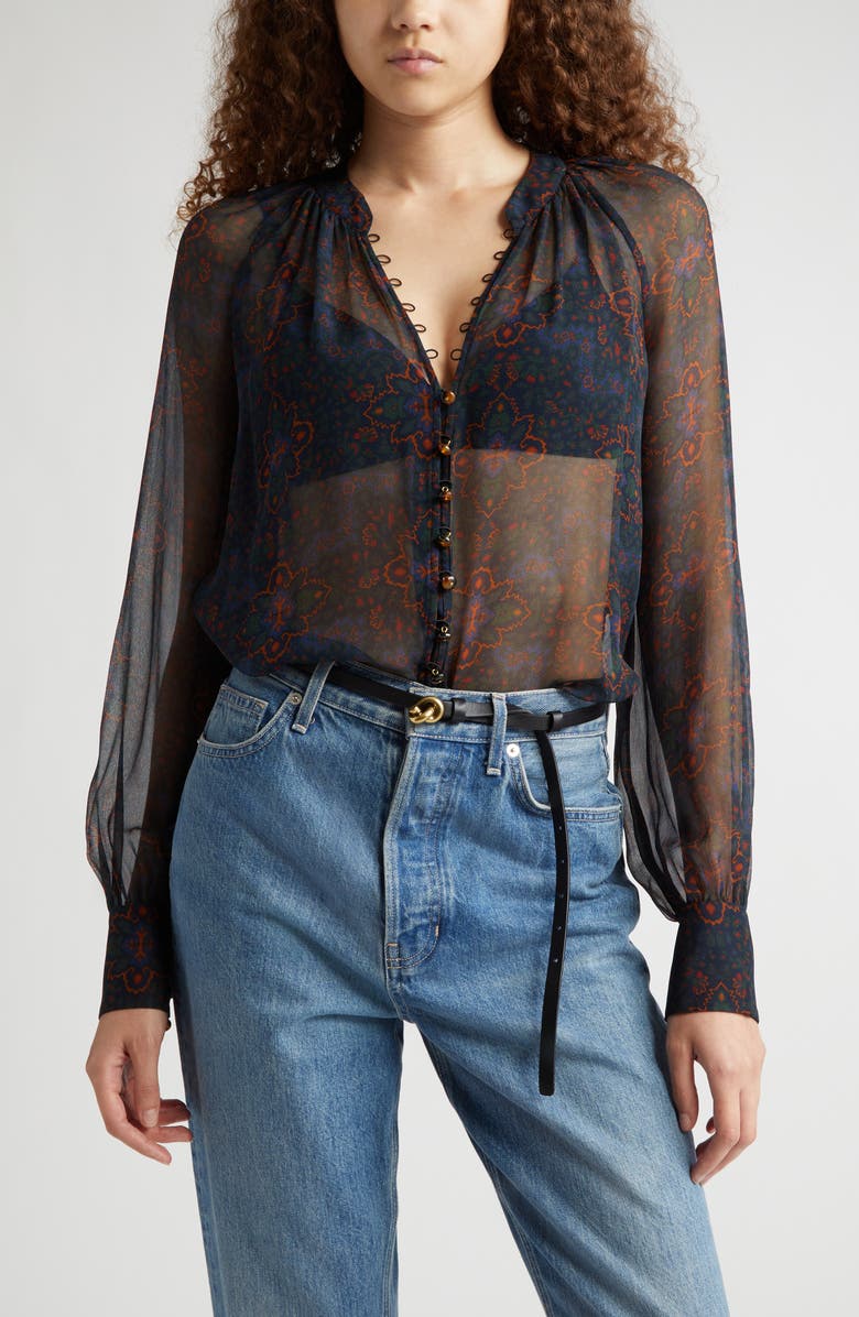 Veronica Beard Marion Print Silk Blouse | Nordstromrack
