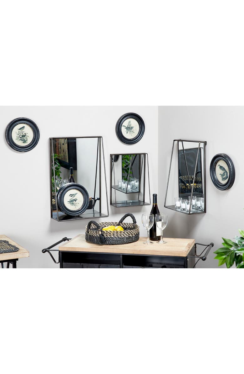 VIVIAN LUNE HOME Large Industrial Black Metal Rectangular Wall Mirrors ...