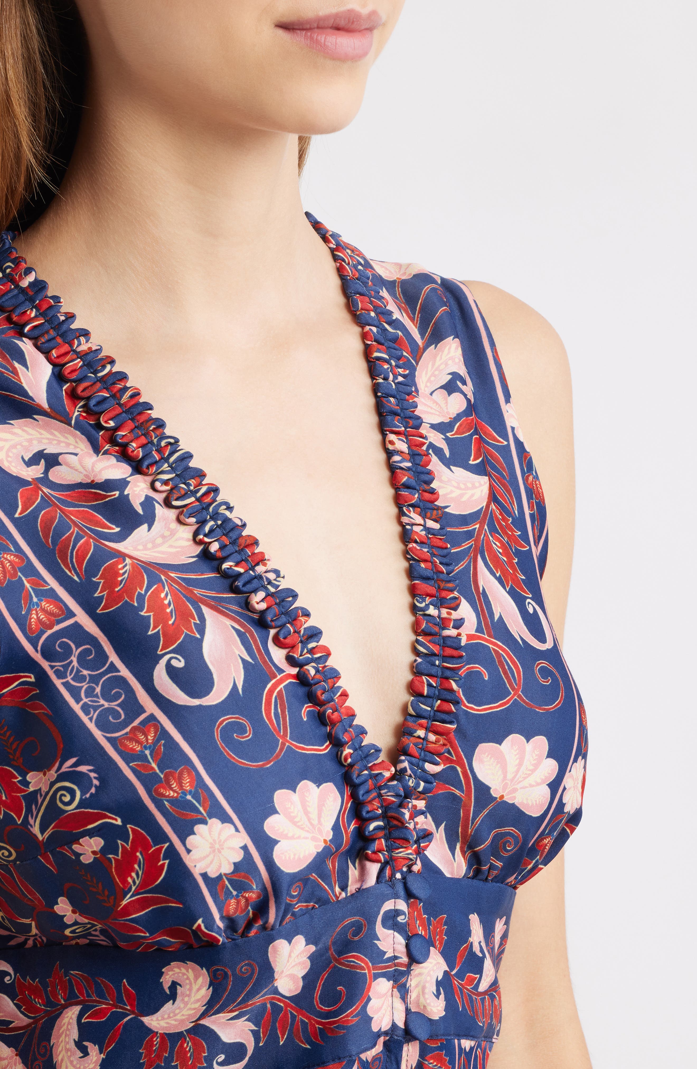 FARM Rio Boho Floral Scarf Print Sleeveless Midi Dress | Nordstrom