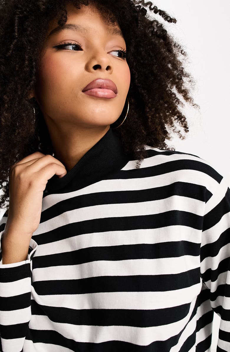 ASOS DESIGN Stripe High Neck Long Sleeve Cotton Top | Nordstromrack