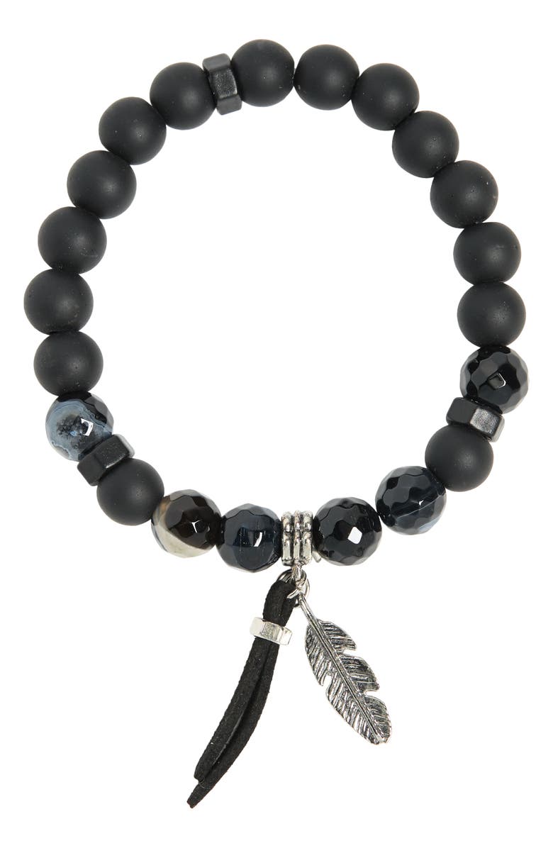 AREA STARS Men's Leaf Charm Beaded Bracelet | Nordstromrack