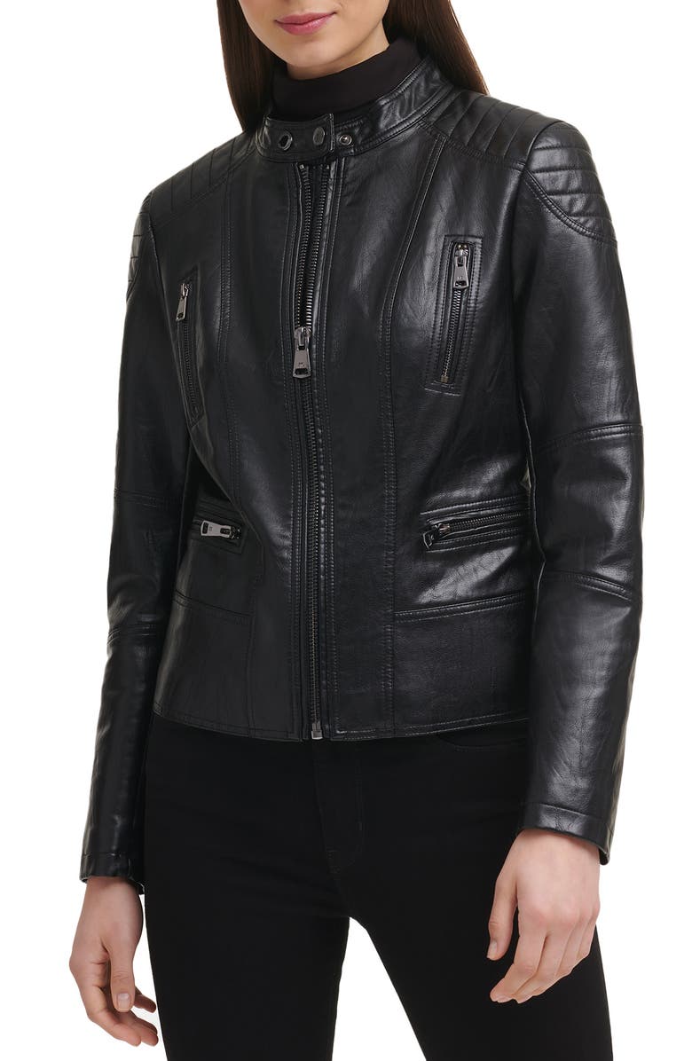 Kenneth Cole New York Faux Leather Crop Moto Jacket | Nordstromrack