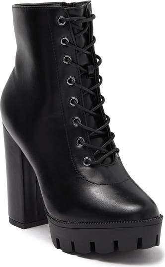 TOP GUY SHOES Top Guy Lug Sole Block Heel Lace-Up Boot (Women ...