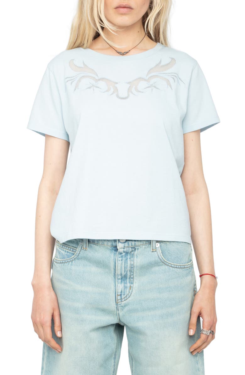 Zadig & Voltaire Alys Mesh Inset Cotton T-Shirt | Nordstrom