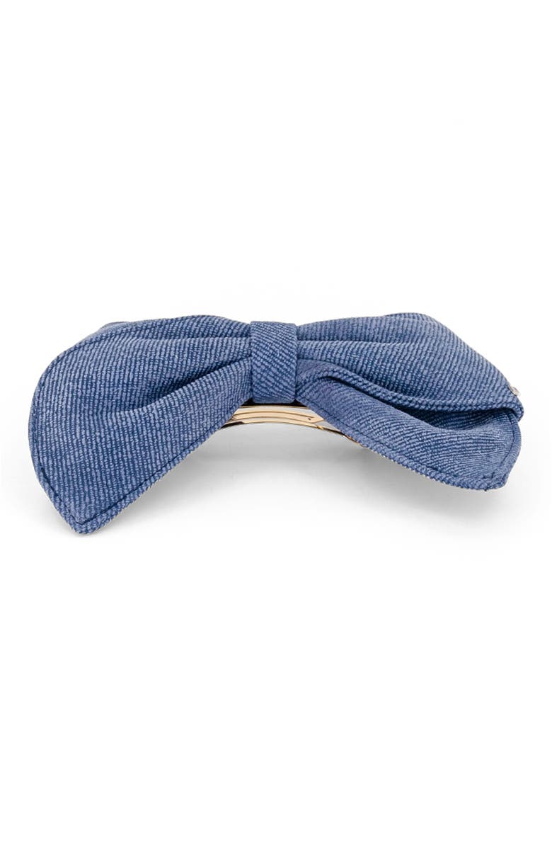 Alexandre de Paris Denim leather bow barette | Nordstrom