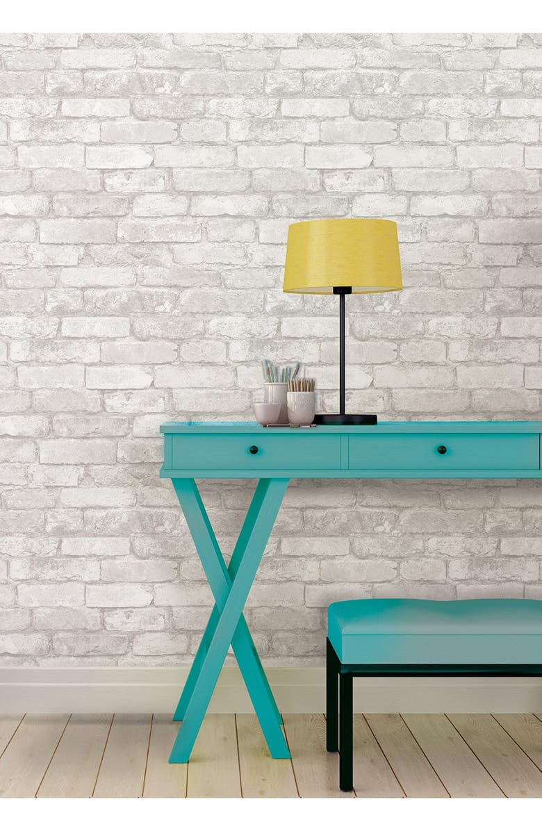 Wallpops Grey & White Brick Reusable Peel & Stick Vinyl Wallpaper ...