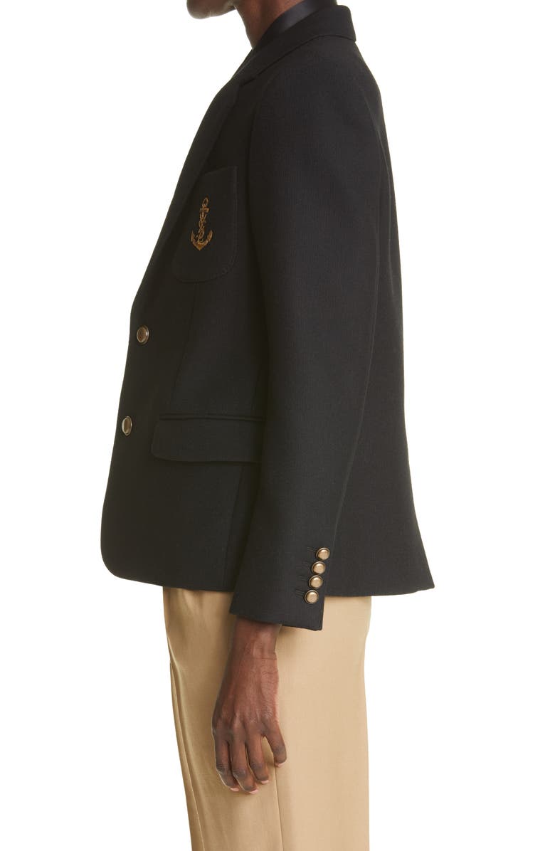 Saint Laurent Embroidered YSL Anchor Wool Blazer | Nordstrom