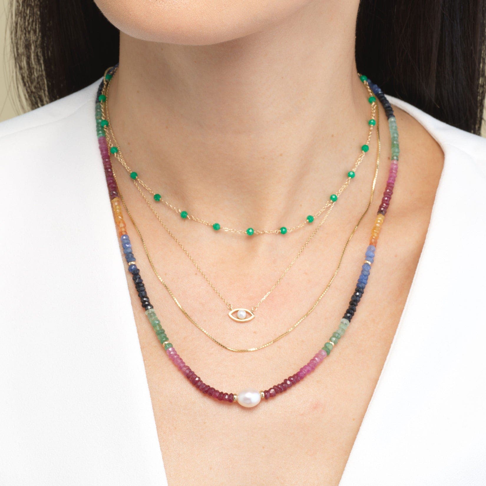 The Lovery Rainbow Gemstone Bead Pearl Necklace (Women) | Nordstrom