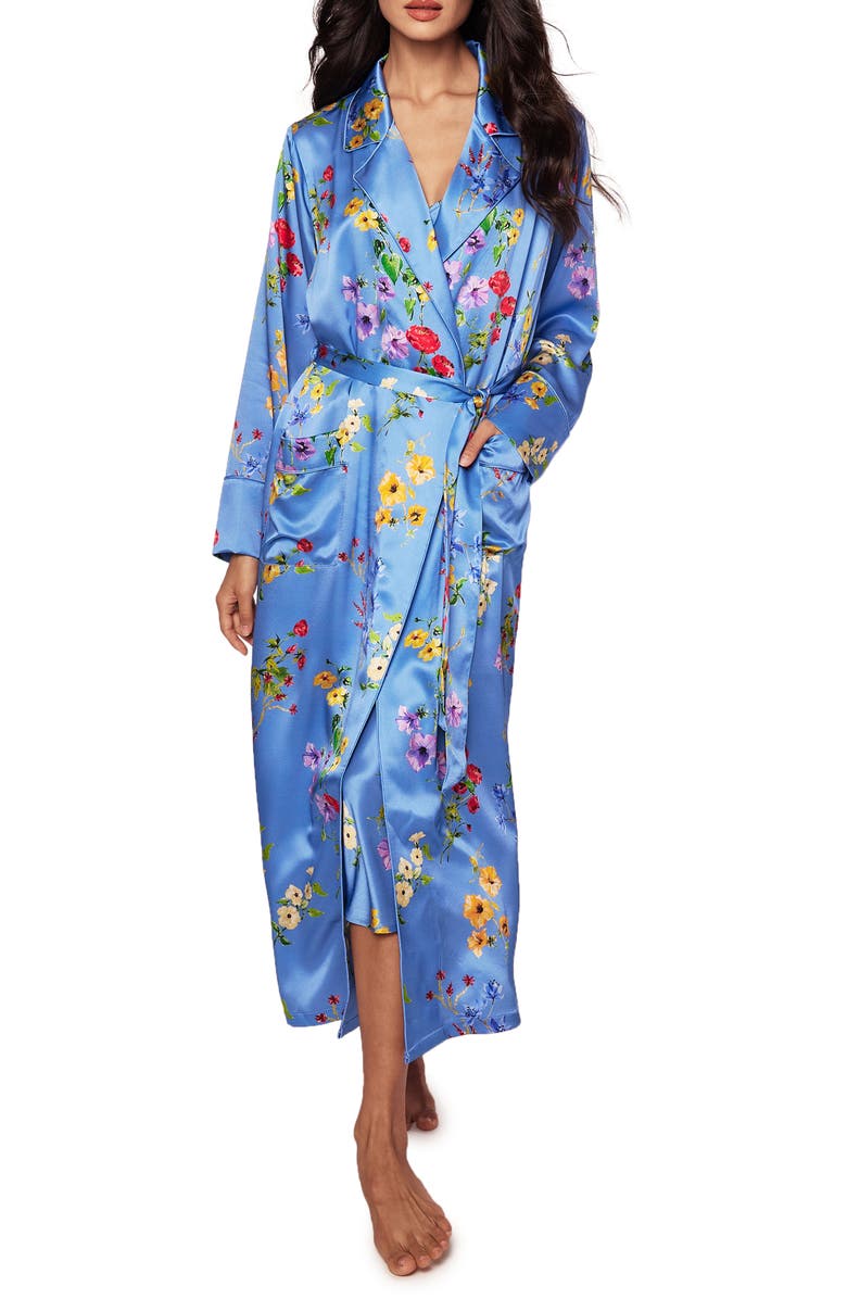 Petite Plume Brilliant Botani Mulberry Silk Robe | Nordstrom