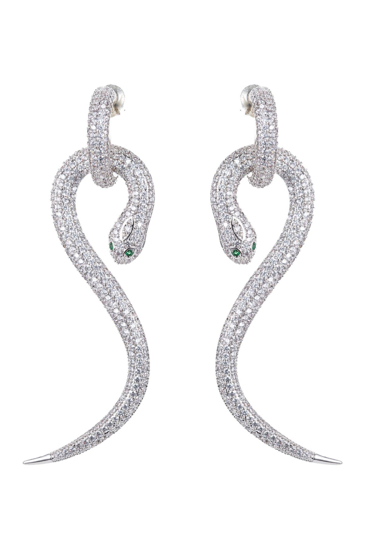 EYE CANDY LOS ANGELES Silver Snake CZ Crystal Drop Earrings | Nordstromrack