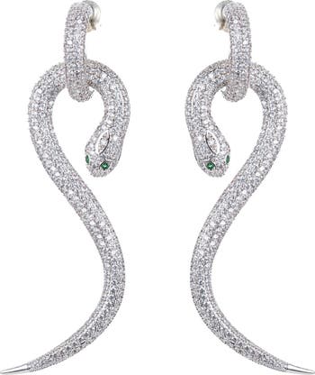 EYE CANDY LOS ANGELES Silver Snake CZ Crystal Drop Earrings | Nordstromrack