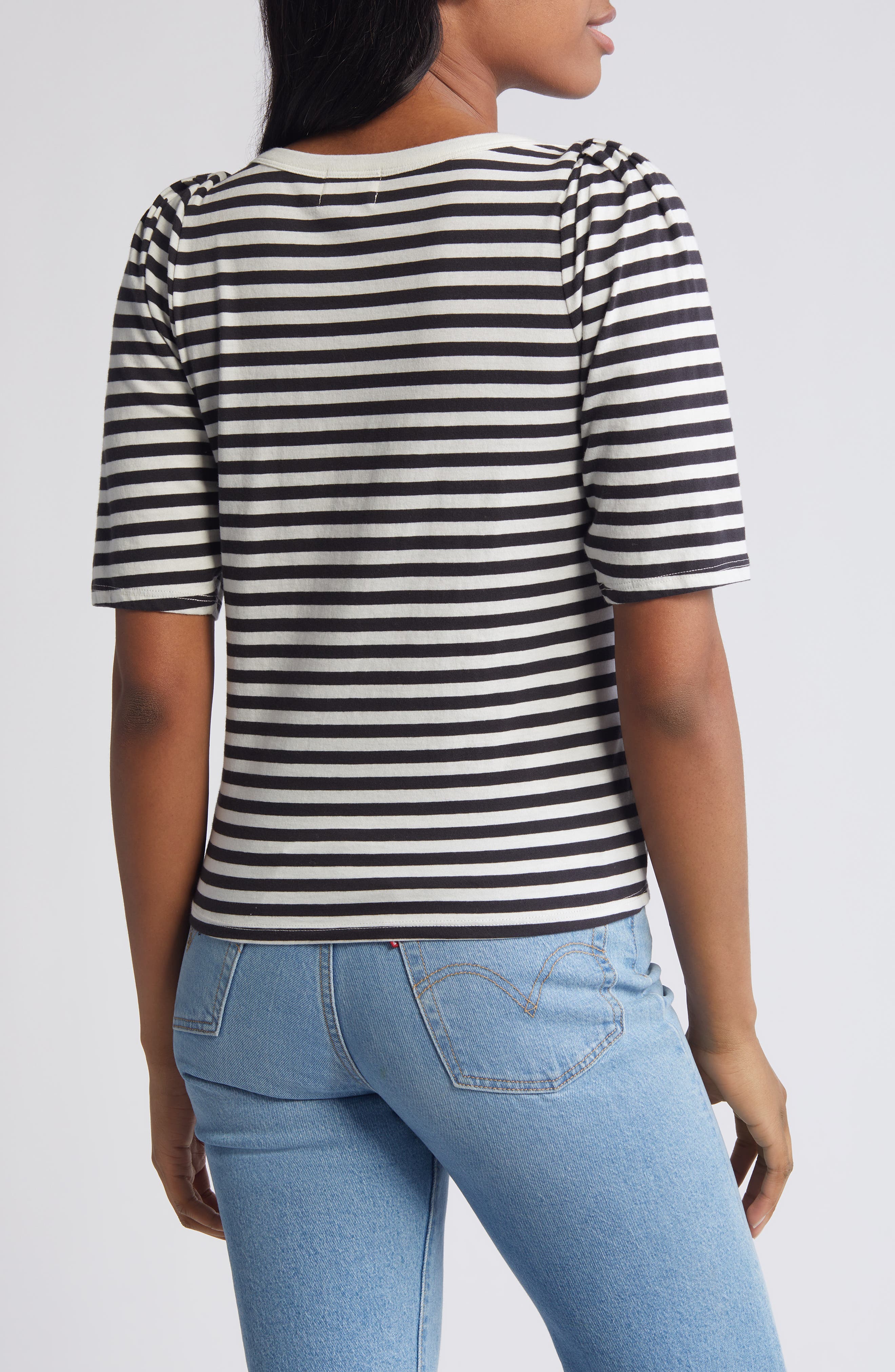 Nation LTD Deana Stripe Envelope Neck Organic Cotton T-Shirt | Nordstrom