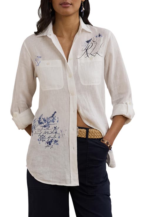Women's 100% Linen Button Up Tops | Nordstrom
