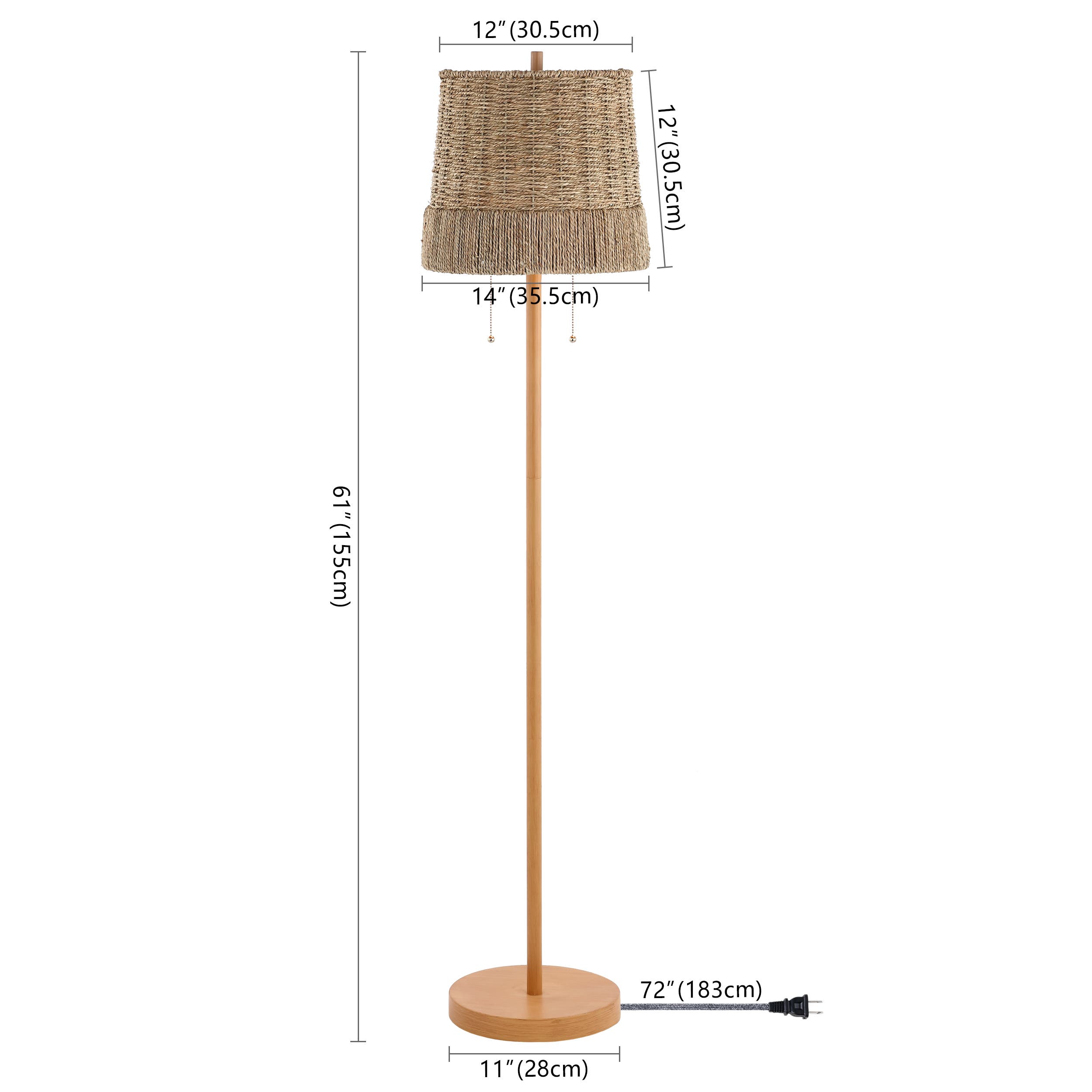 JONATHAN Y Ocata 2-Light Coastal Bohemian Iron/Rattan LED Floor Lamp ...