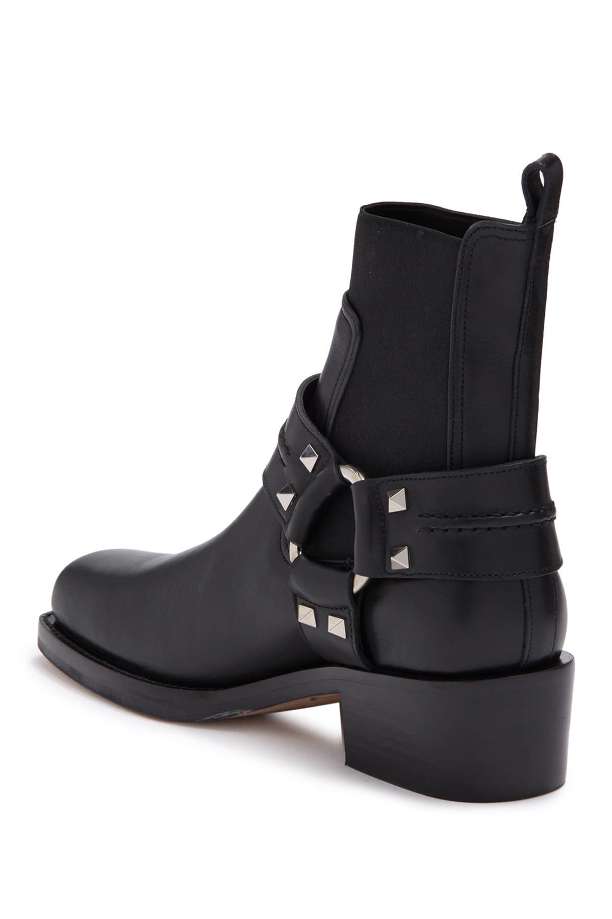 Valentino Garavani Square Toe Rock Stud Buckle Block Heel Bootie ...
